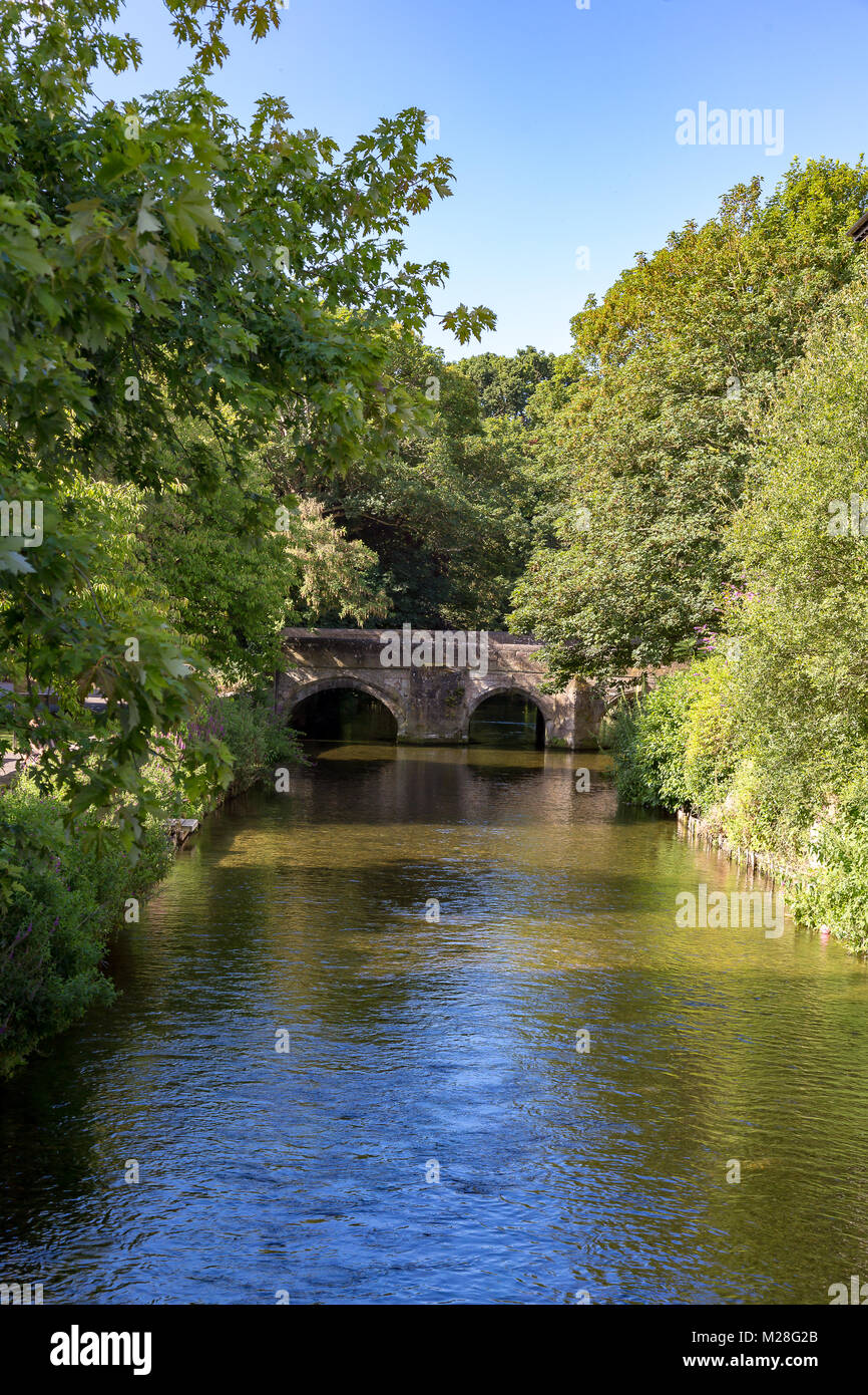 Salisbury Wiltshire England September 9, 2016 Old stone bridge over ...