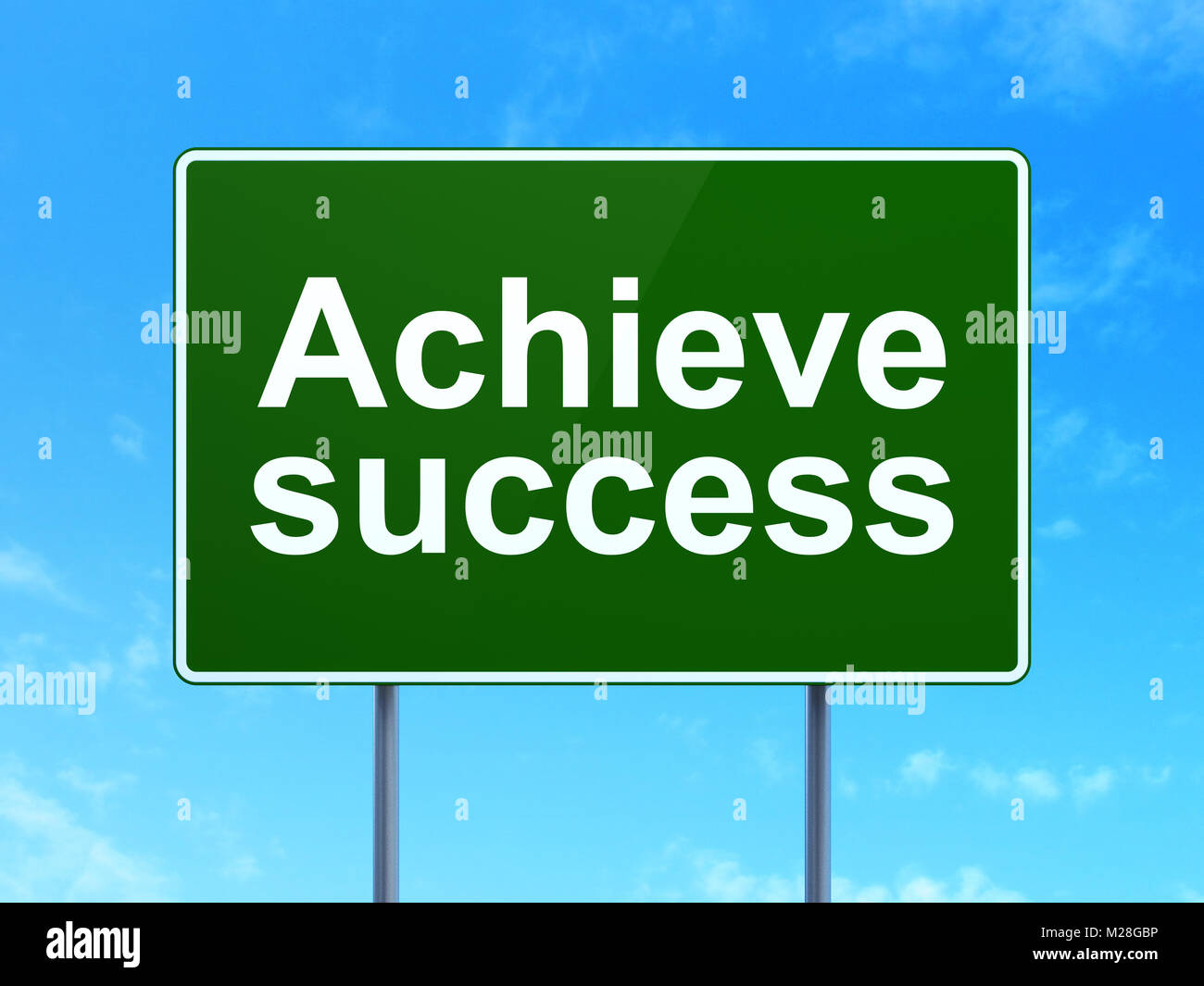 Finance concept: Achieve Success on road sign background Stock Photo ...