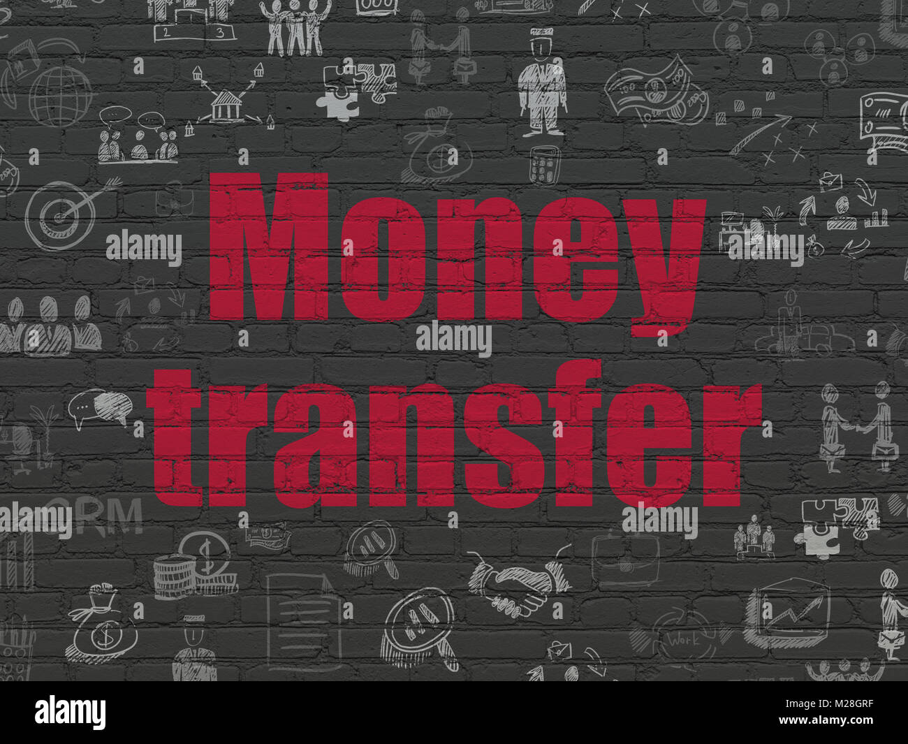 Finance concept: Money Transfer on wall background Stock Photo - Alamy