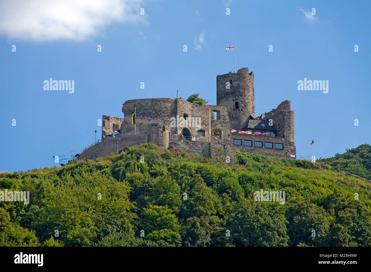The medieval Landshut castle, landmark of Bernkastel-Kues Moselle river ...
