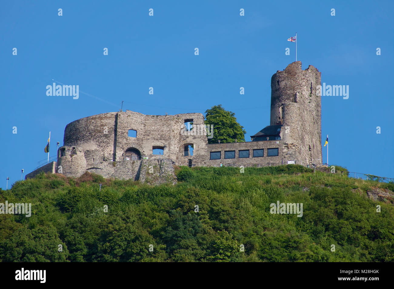 The medieval Landshut castle, landmark of Bernkastel-Kues Moselle river ...