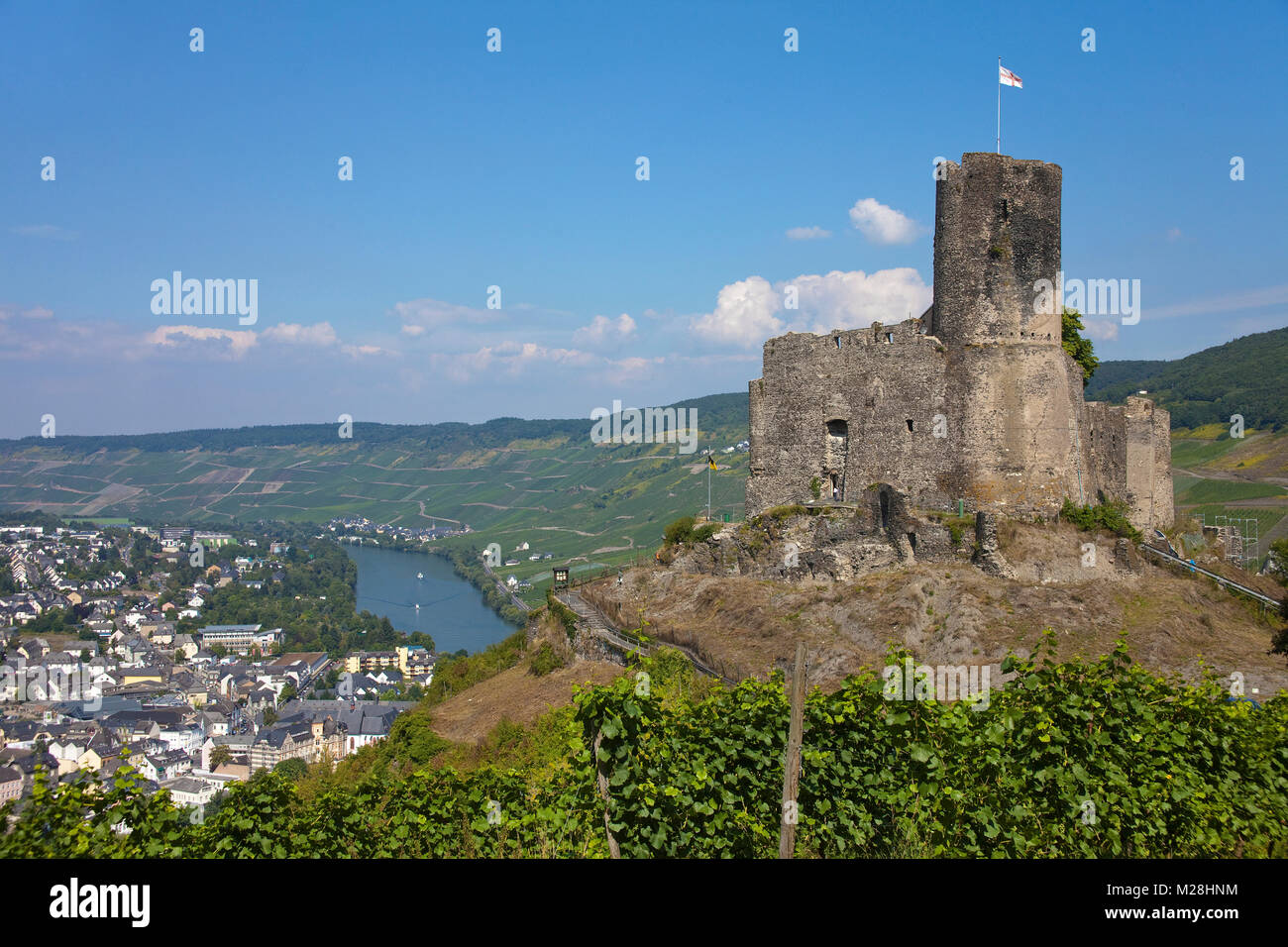 The medieval Landshut castle, landmark of Bernkastel-Kues Moselle river ...