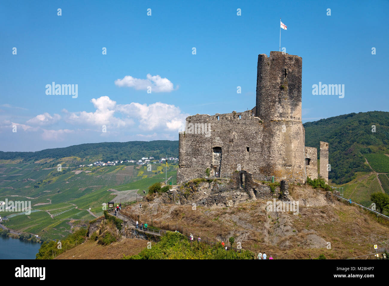 The medieval Landshut castle, landmark of Bernkastel-Kues Moselle river ...