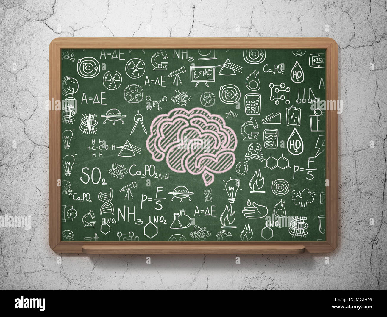 Science concept: Brain on School board background Stock Photo - Alamy
