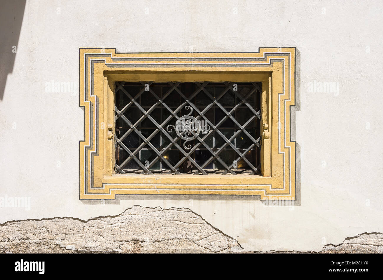 Basement window at the historic Ratskeller (cellar of the town hall) in ...