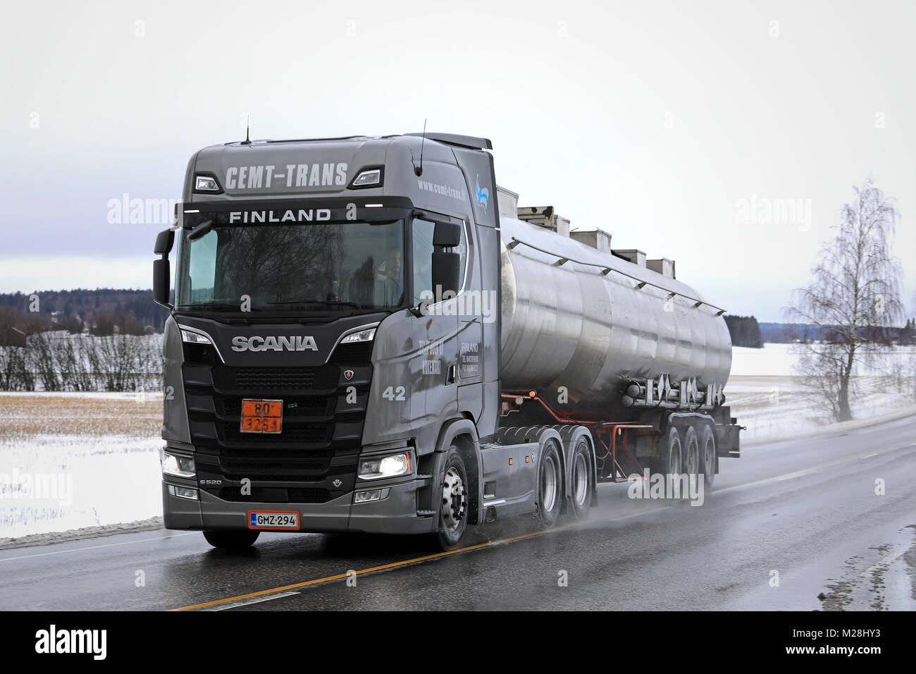 SALO, FINLAND - FEBRUARY 2, 2018: Next Generation Scania S520 semi ...