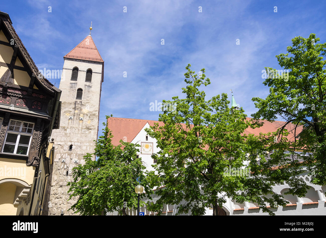 Medieval architecture and tower in Kapellengasse Alley in the Old Town ...
