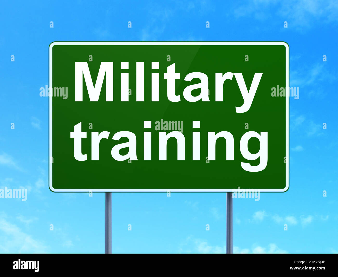 Studying concept: Military Training on road sign background Stock Photo ...