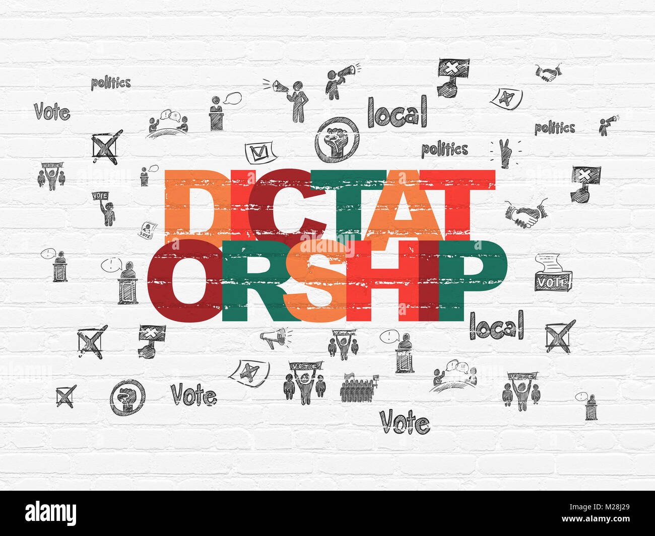 Political concept: Dictatorship on wall background Stock Photo - Alamy