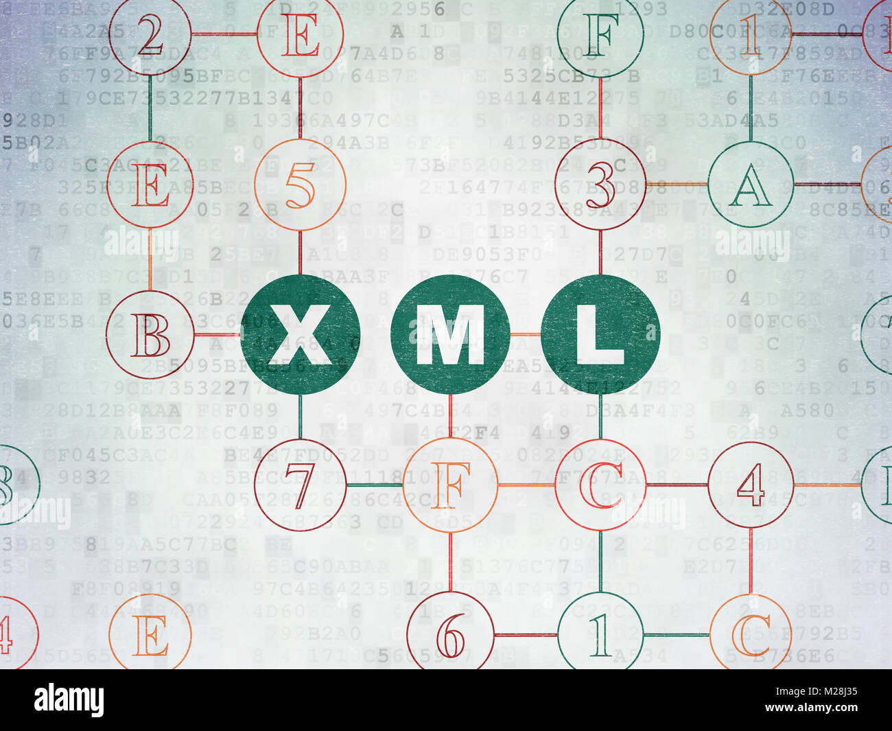 Database concept: Xml on Digital Data Paper background Stock Photo - Alamy