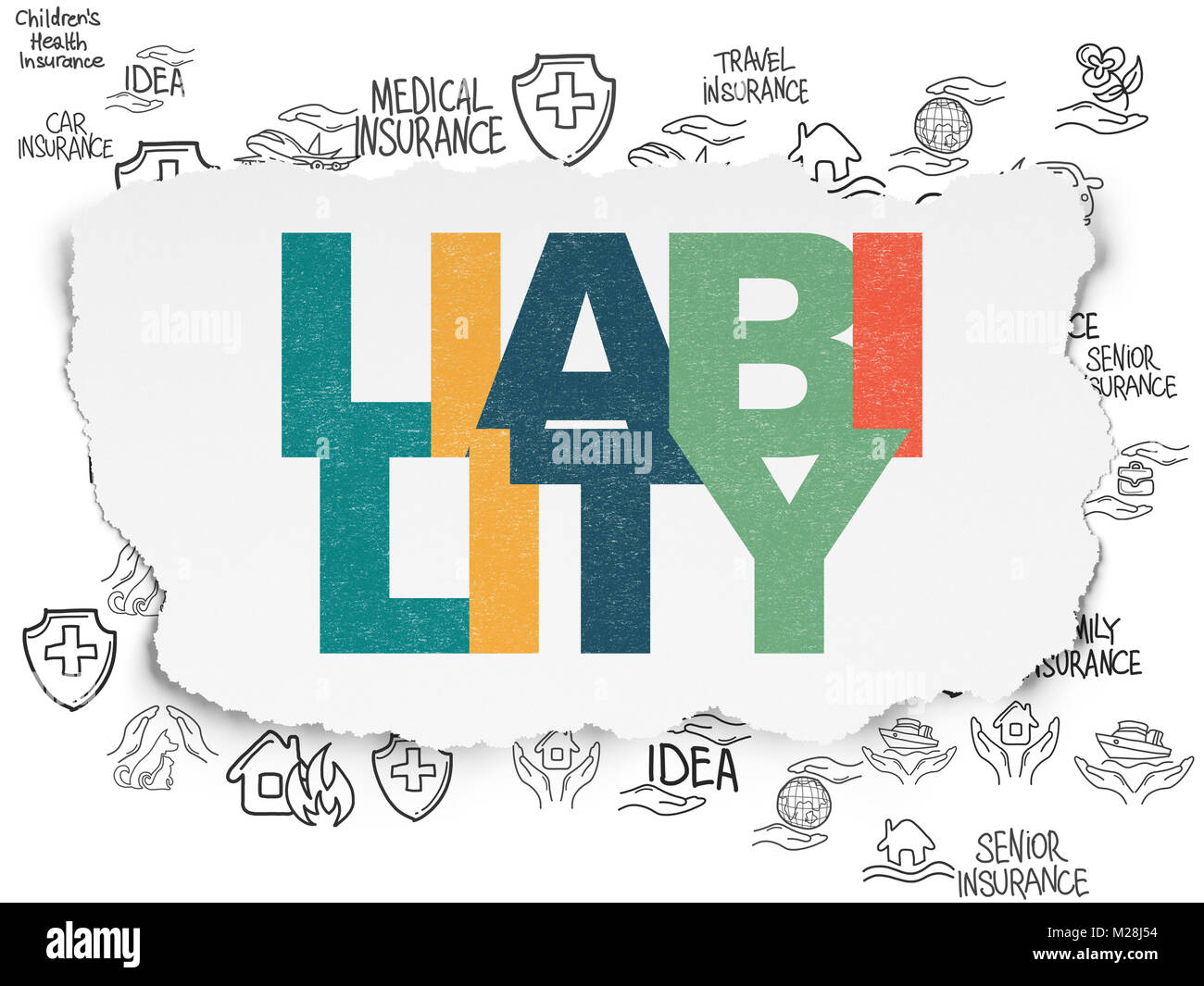 Insurance concept: Liability on Torn Paper background Stock Photo - Alamy