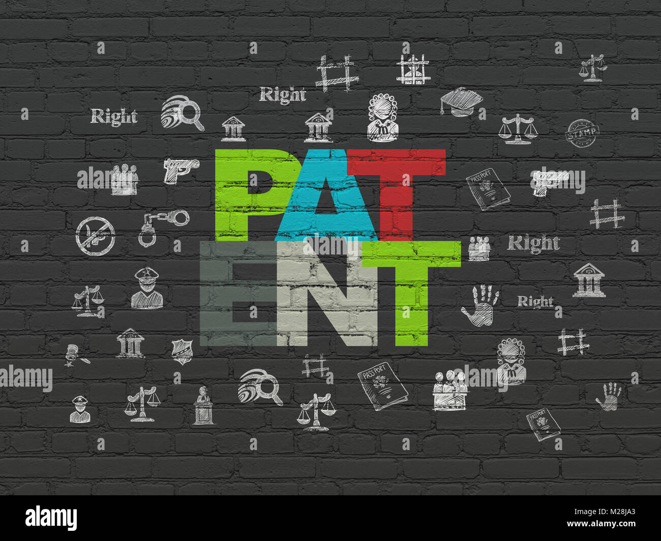 Law concept: Patent on wall background Stock Photo - Alamy