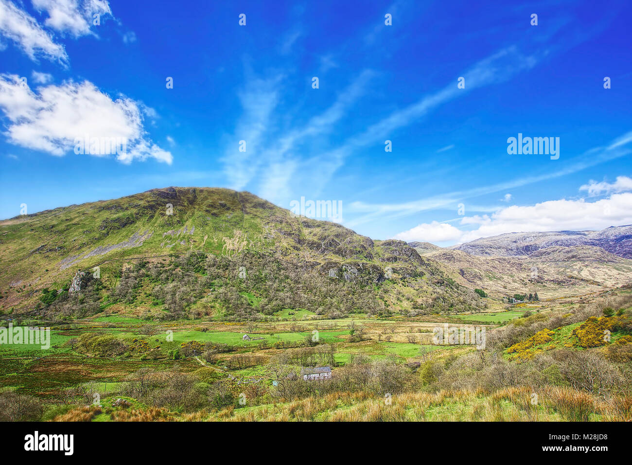 Snowdon mountain on sunny spring day,Snowdonia National Park landscape ...