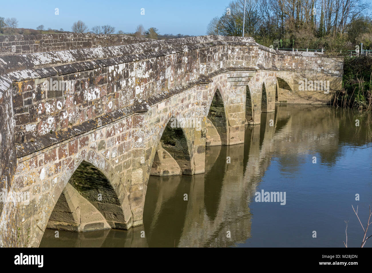 Sturminster Newton Dorset England April 20, 2016 Old stone bridge over ...