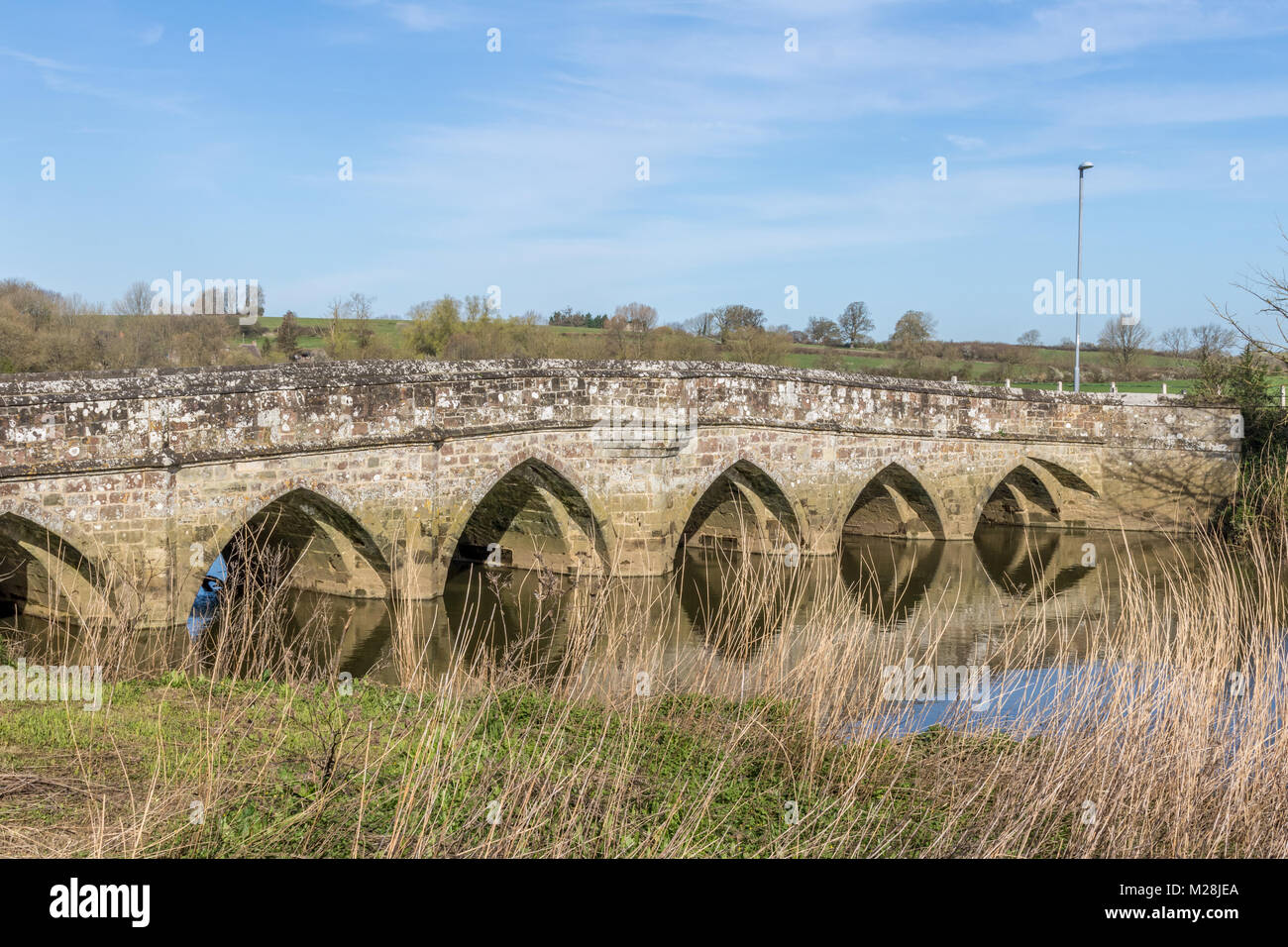 Sturminster Newton Dorset England April 20, 2016 Old stone bridge over ...