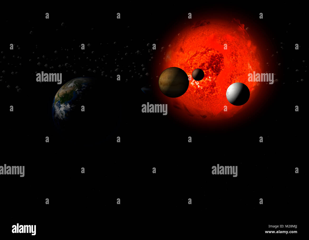 3D rendering of planets of our solar system in outer space Stock Photo ...