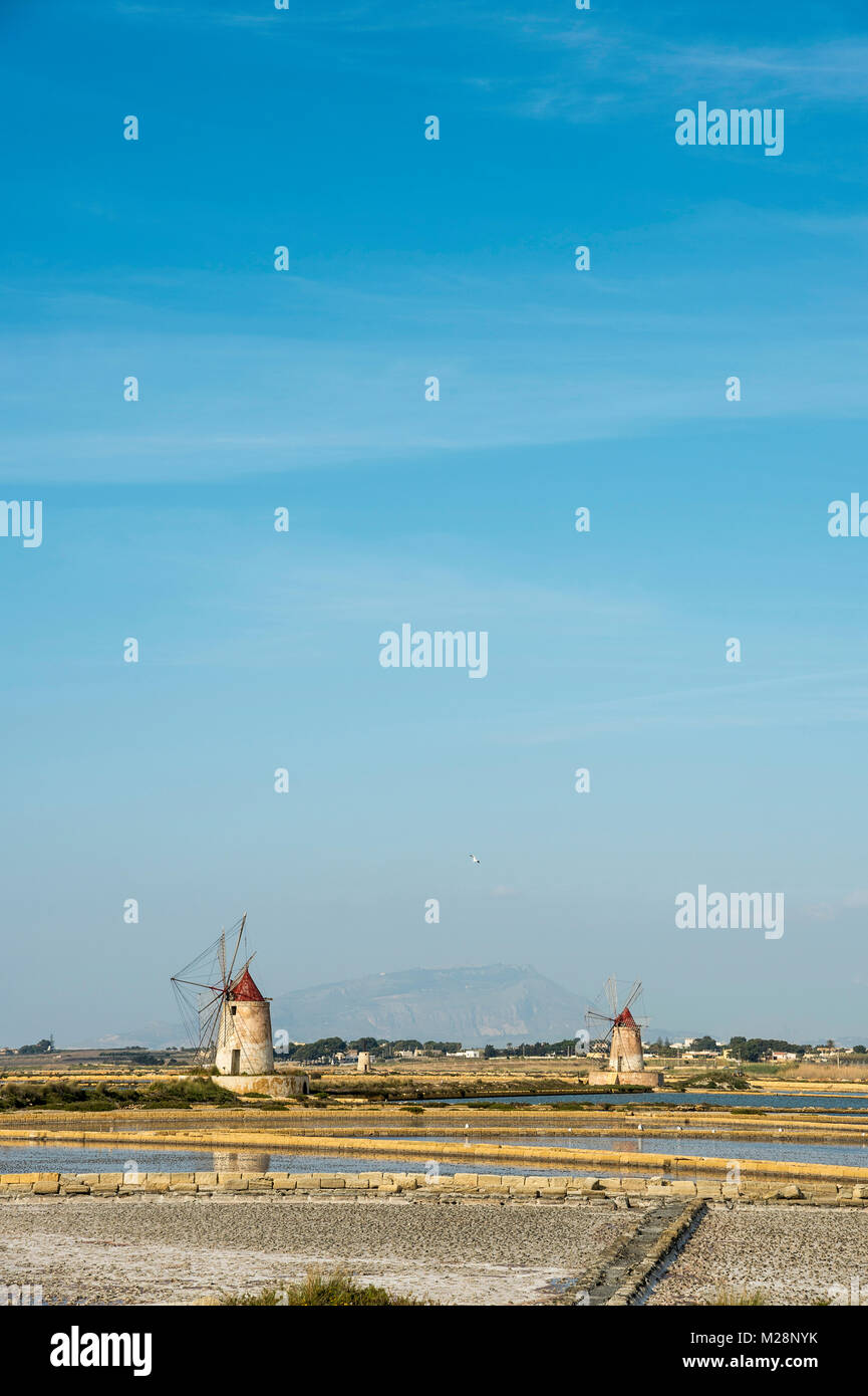 Italy,Sicily,Trapani,Saline di Trapani and Paceco nature reserve Stock ...