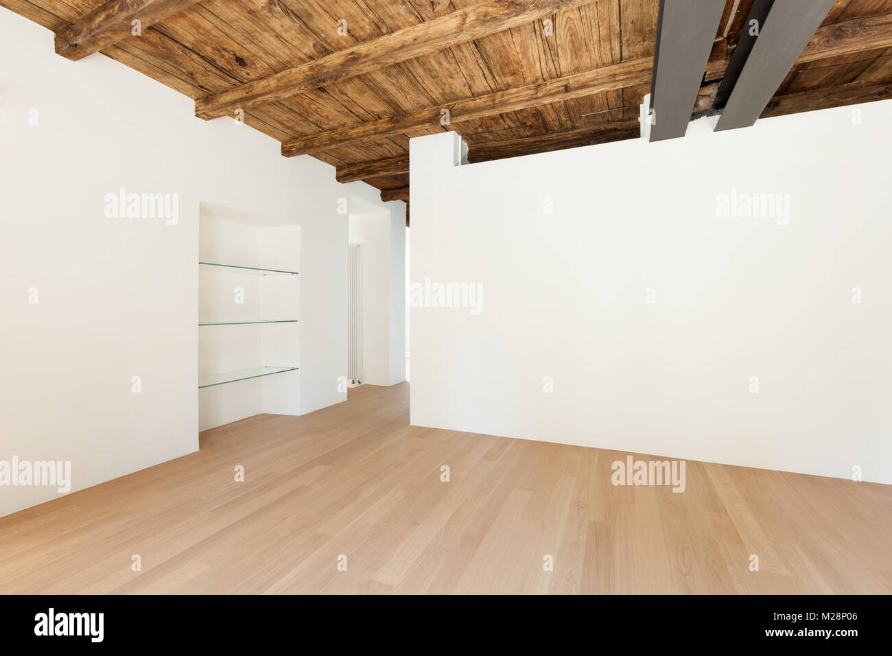 beautiful modern loft, empty room with white walls Stock Photo - Alamy