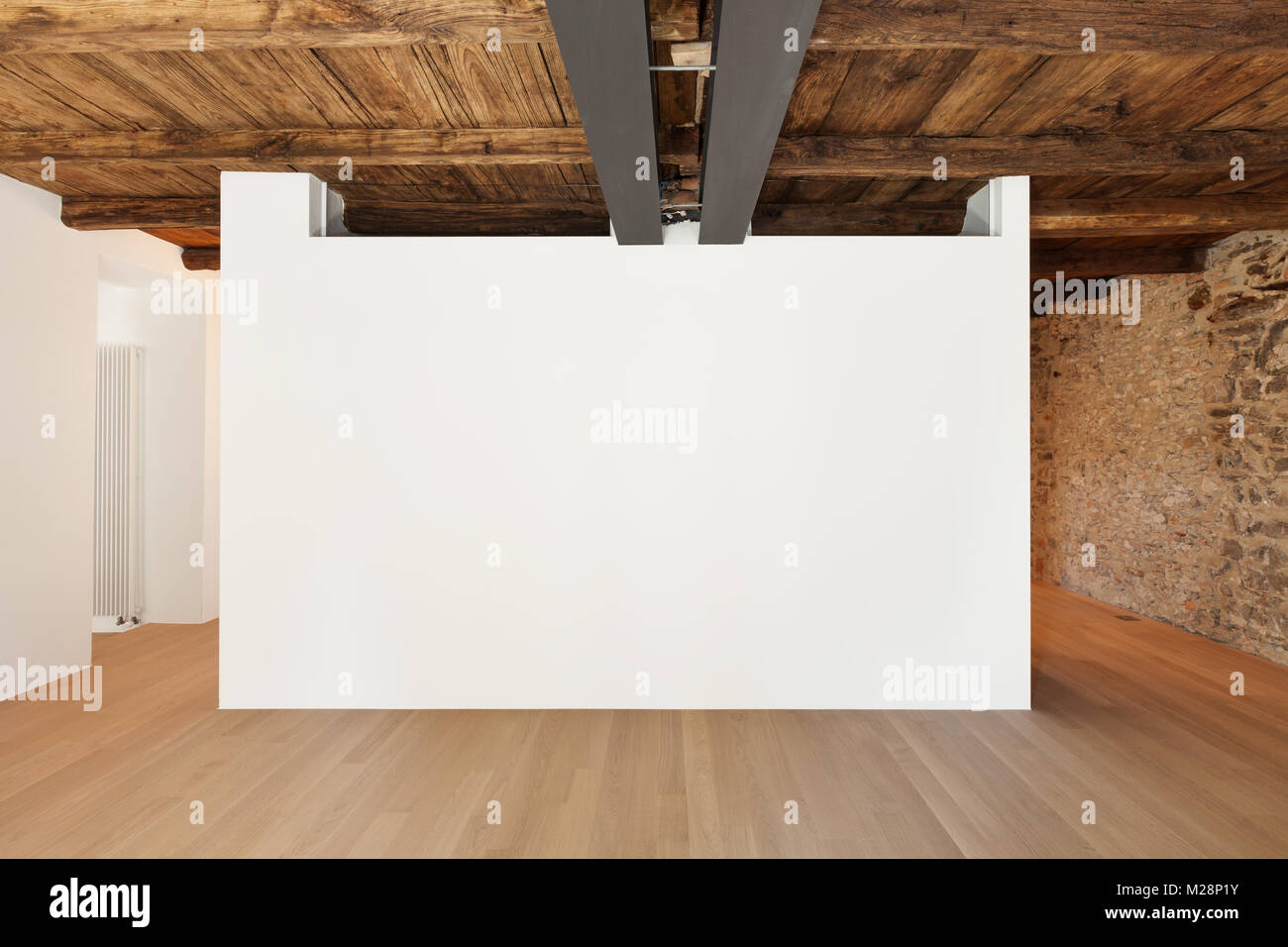 beautiful modern loft, empty room with white wall Stock Photo - Alamy