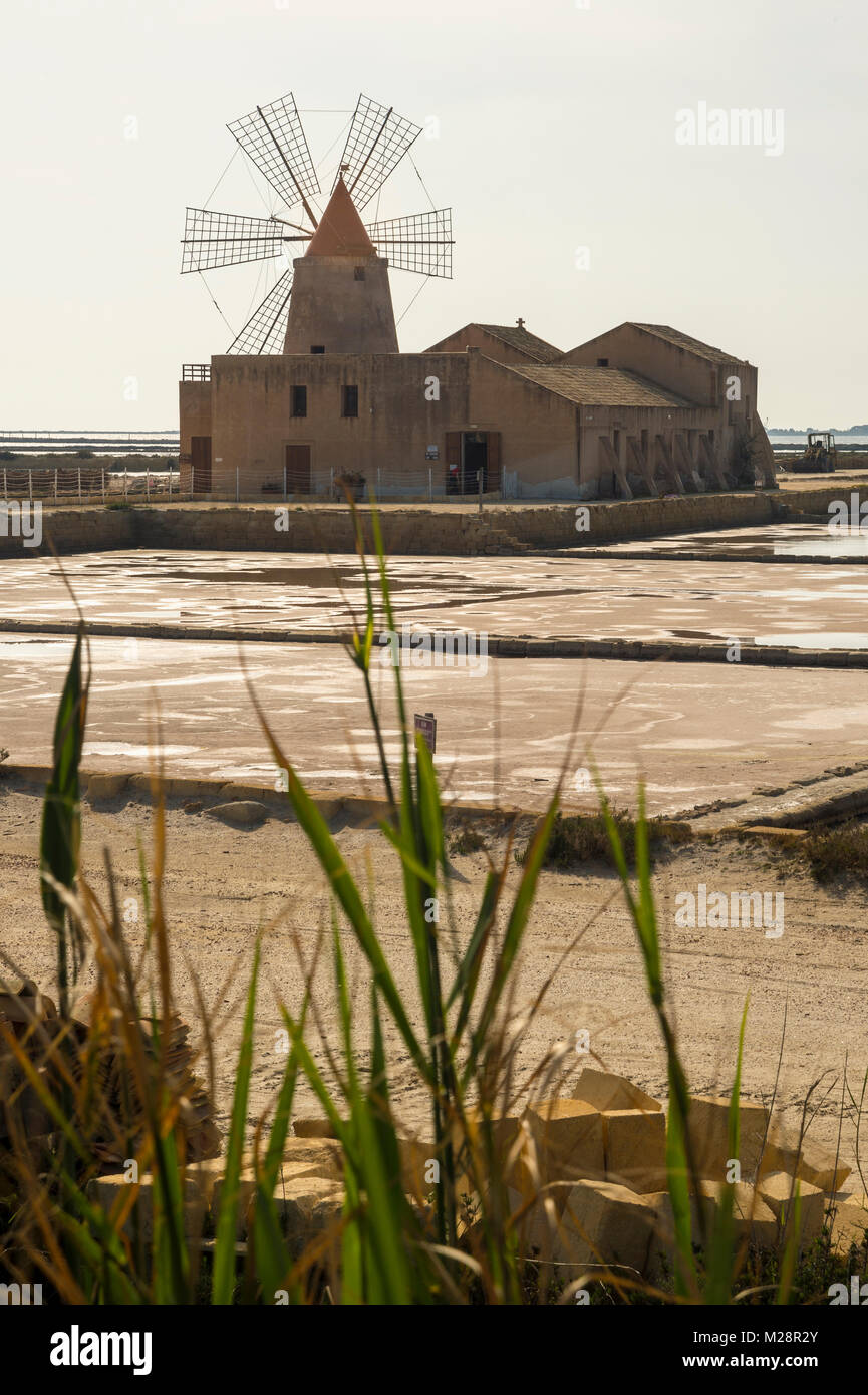 Italy,Sicily,Trapani,Saline di Trapani and Paceco nature reserve Stock ...