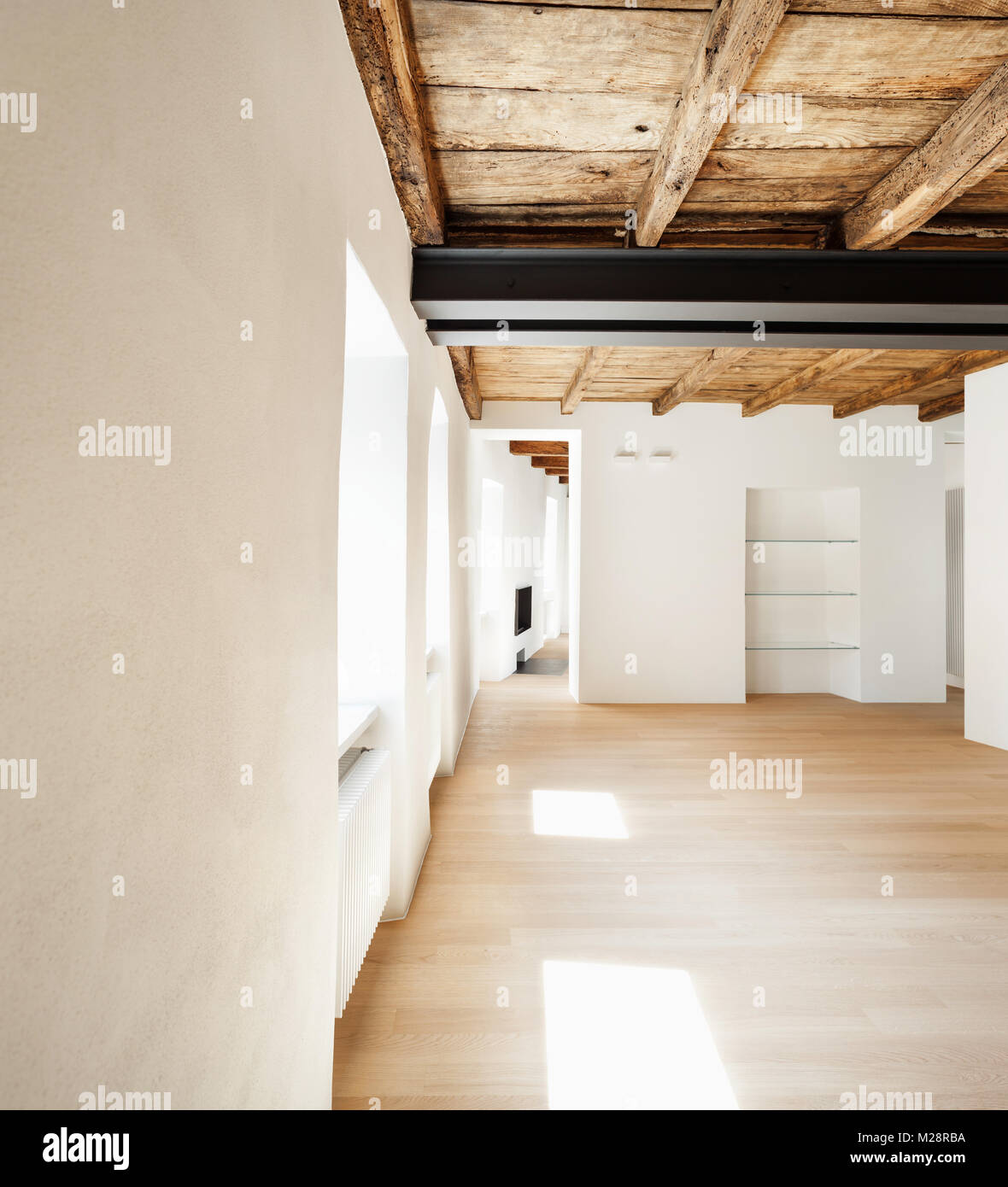 modern loft, empty room with windows Stock Photo - Alamy