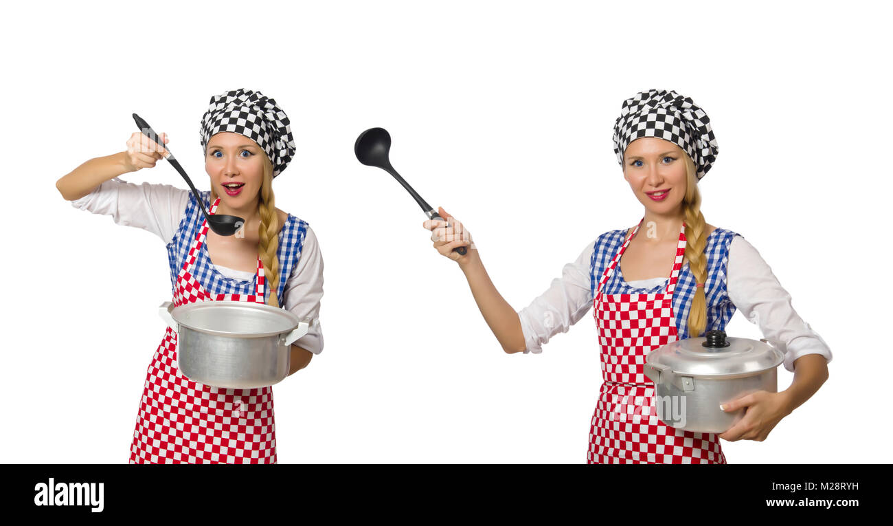 Woman cook isolated on the white background Stock Photo - Alamy