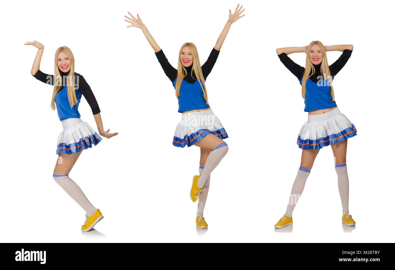 Cheerleader isolated on the white background Stock Photo - Alamy