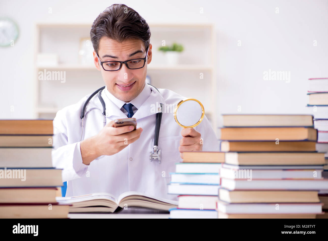 Medical student preparing for university exams Stock Photo - Alamy