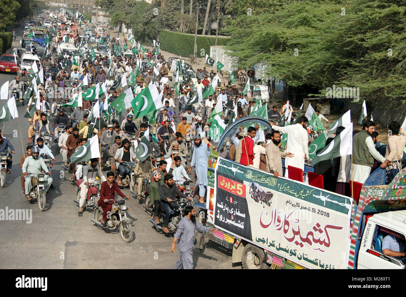 Chaman on Monday, February 05, 2018. Members of Pakistan Difa-e-Council ...