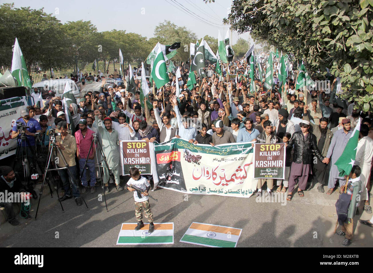 Chaman on Monday, February 05, 2018. Members of Pakistan Difa-e-Council ...