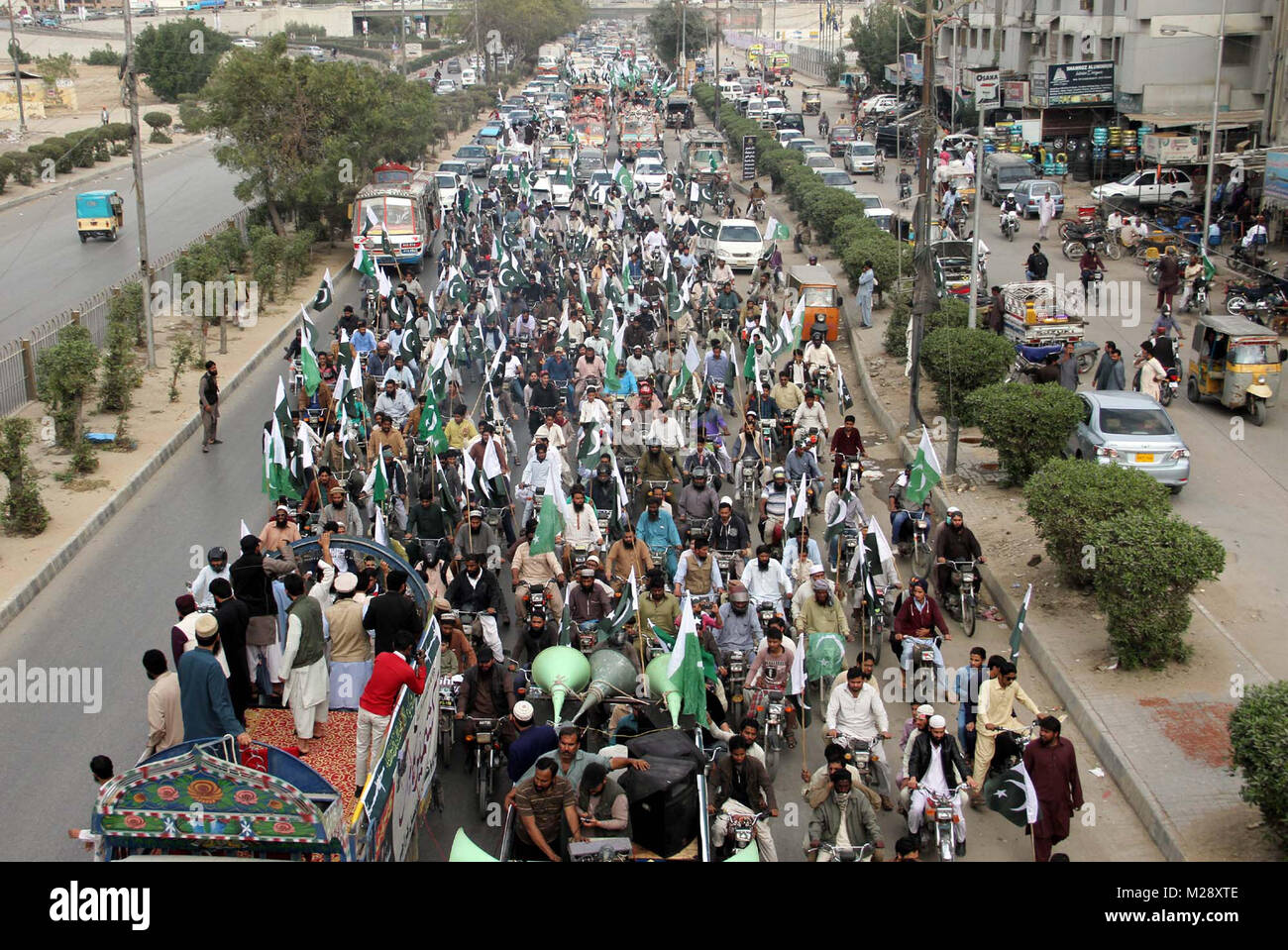 Chaman on Monday, February 05, 2018. Members of Pakistan Difa-e-Council ...