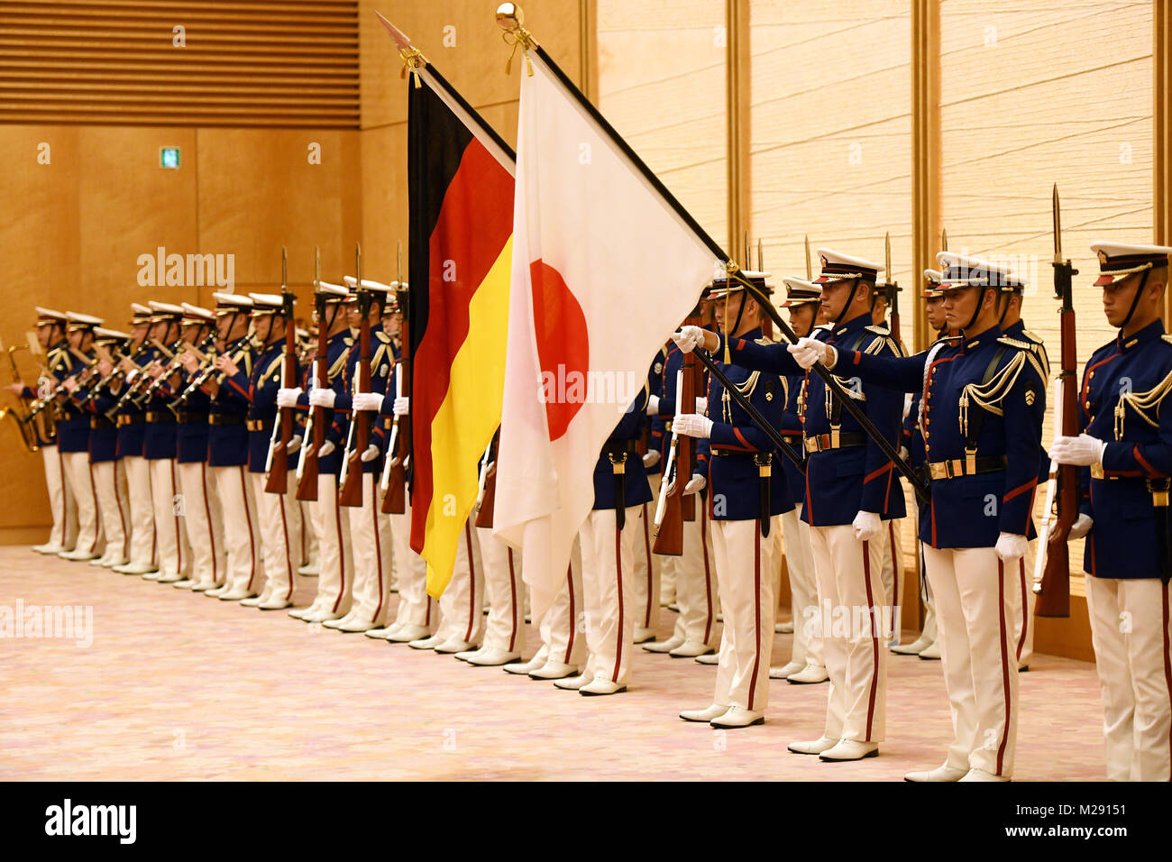 Tokyo, Japan. 06th Feb, 2018. Japanese soldiers welcome German ...