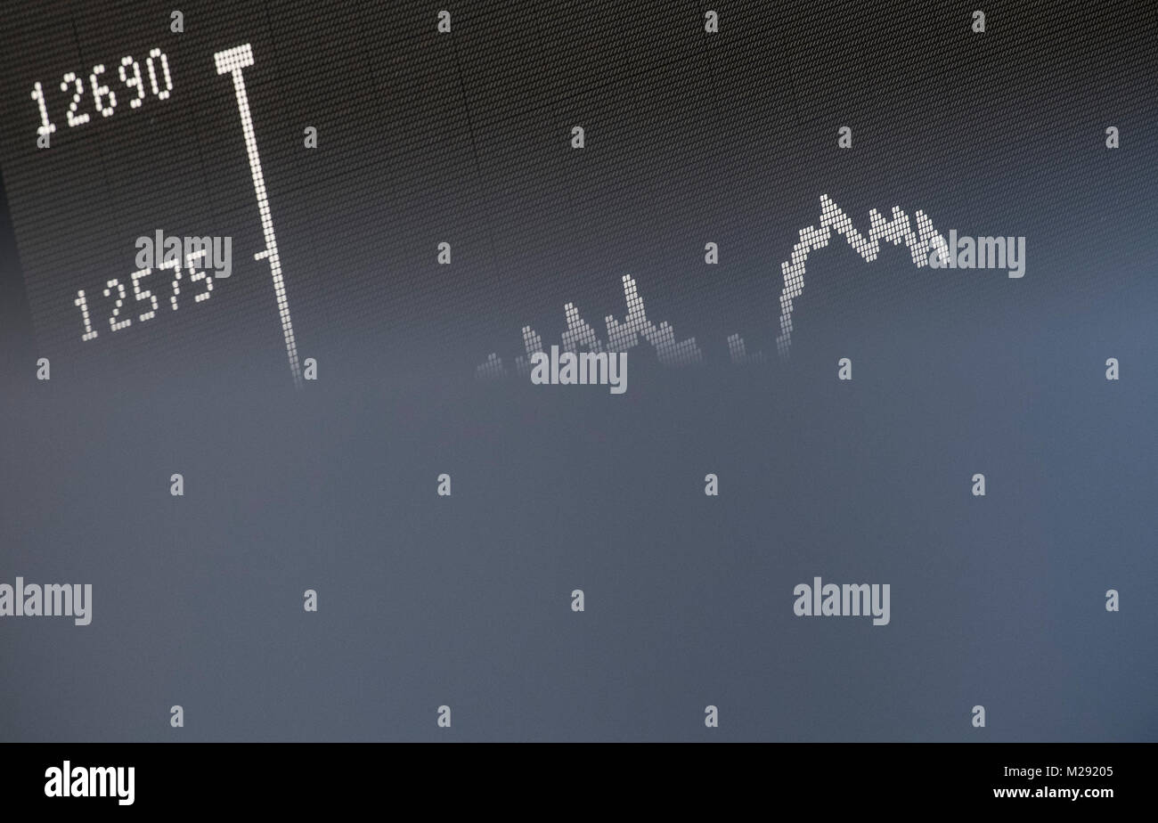 The German stock index (DAX) curve appears on a screen in the trading ...