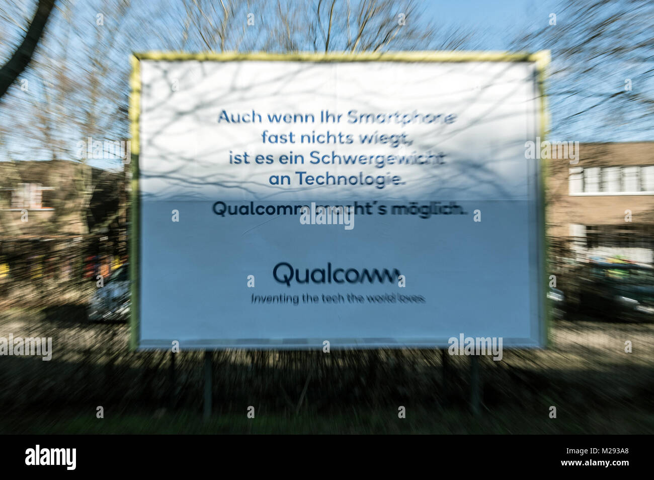 Berlin, Germany. 06th Feb, 2018. An advertising poster of the chip ...