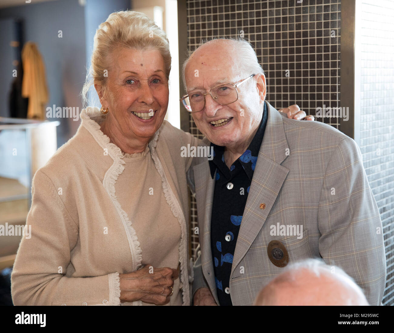 Else Schnabel (L) and the "Ehren-Alster-Schleusenwaerter" (lit ...