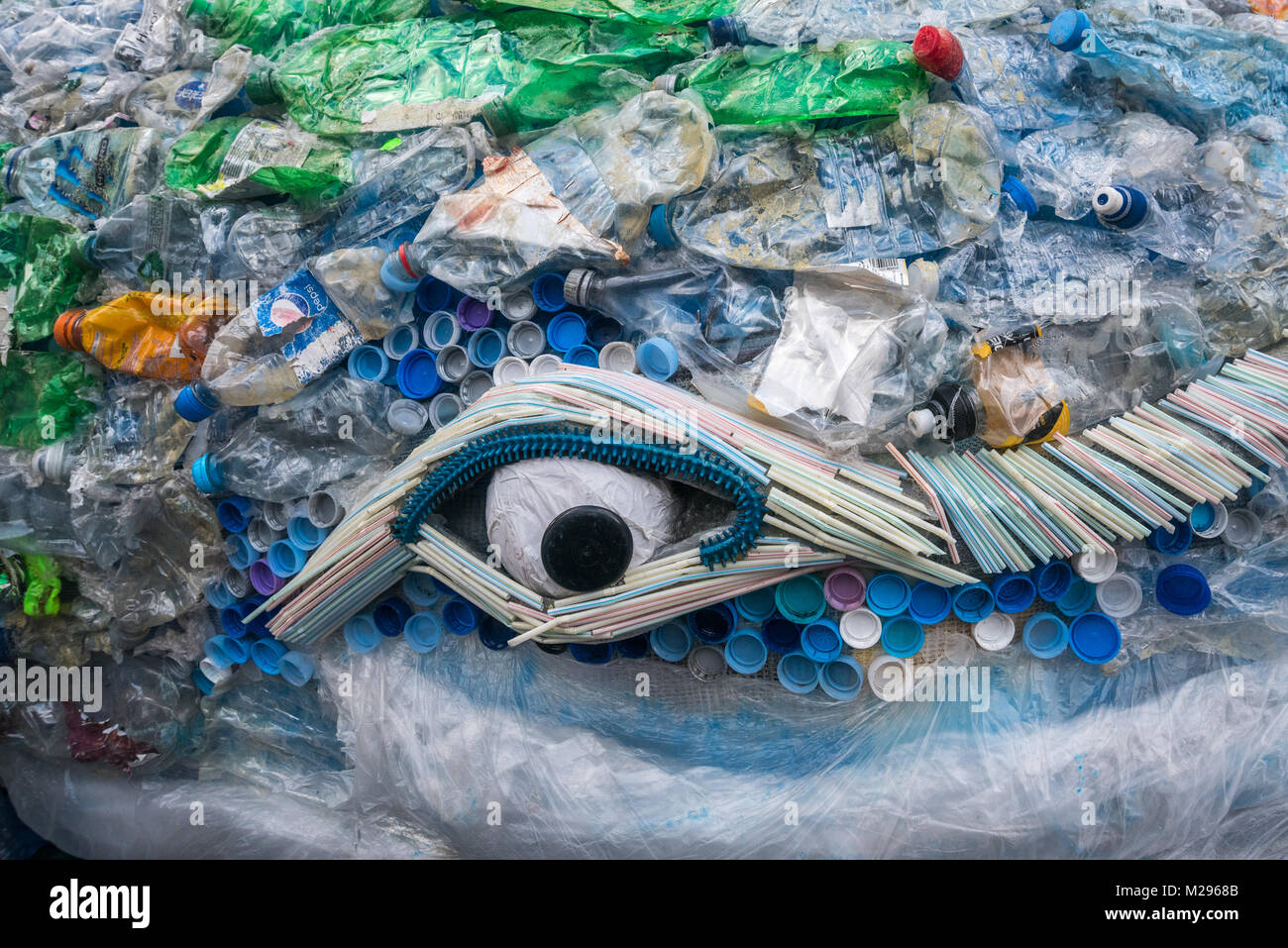 London, UK. 5th February 2018. Plasticus the Whale from Sky Ocean ...