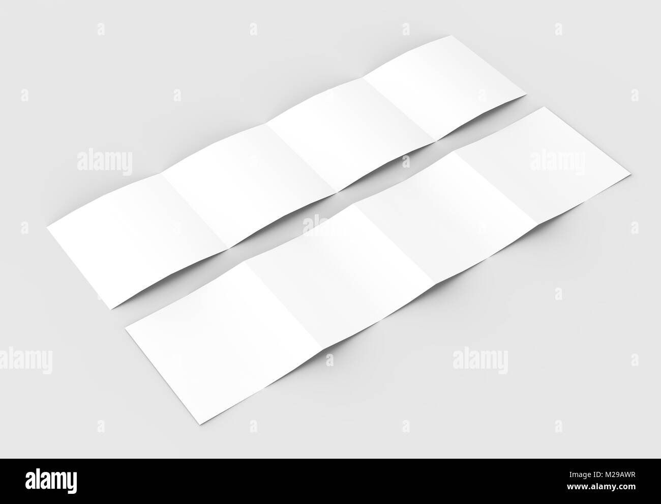 Square four folded - 4-Fold - brochure mock-up isolated on soft gray ...