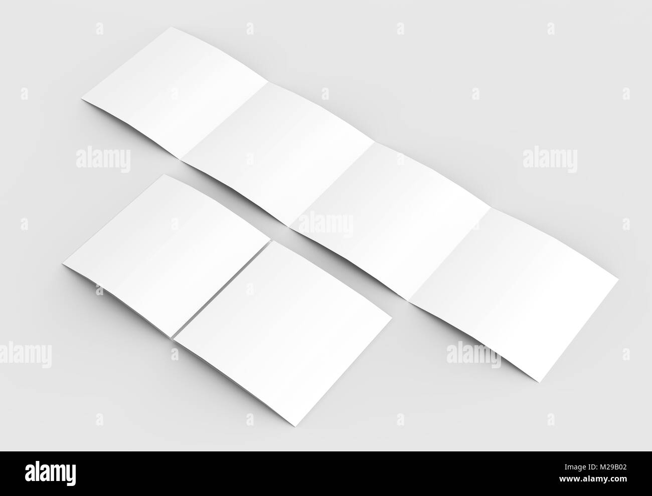 Square four folded - 4-Fold - brochure mock-up isolated on soft gray ...