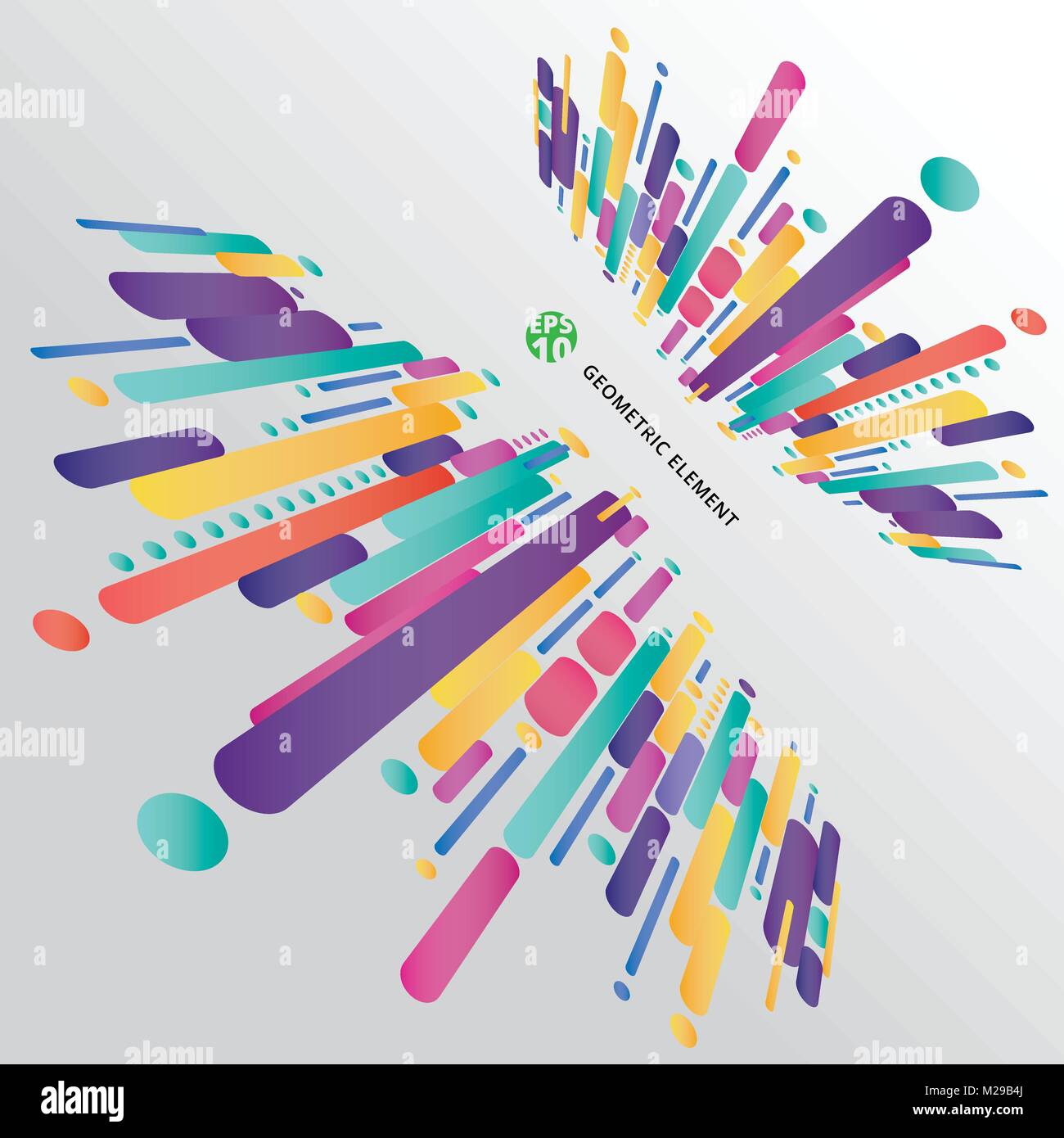 Modern perspective style abstract composition made of various rounded ...