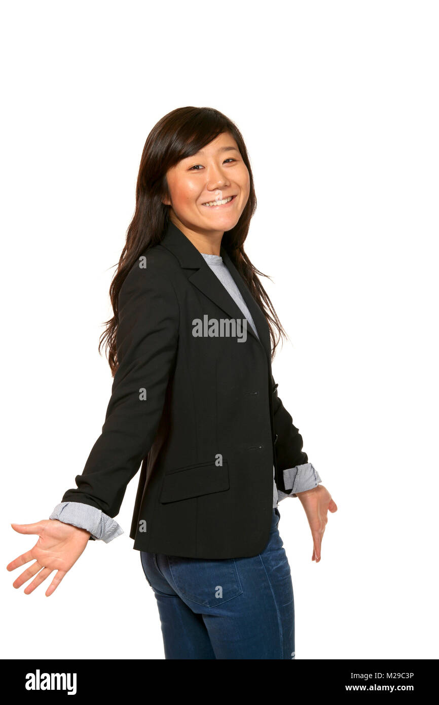eastern woman portrait over white background Stock Photo - Alamy
