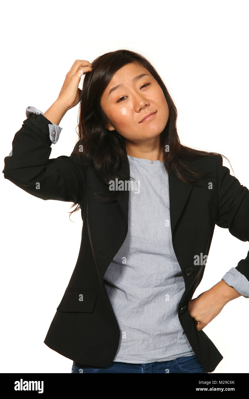 eastern woman portrait over white background Stock Photo - Alamy