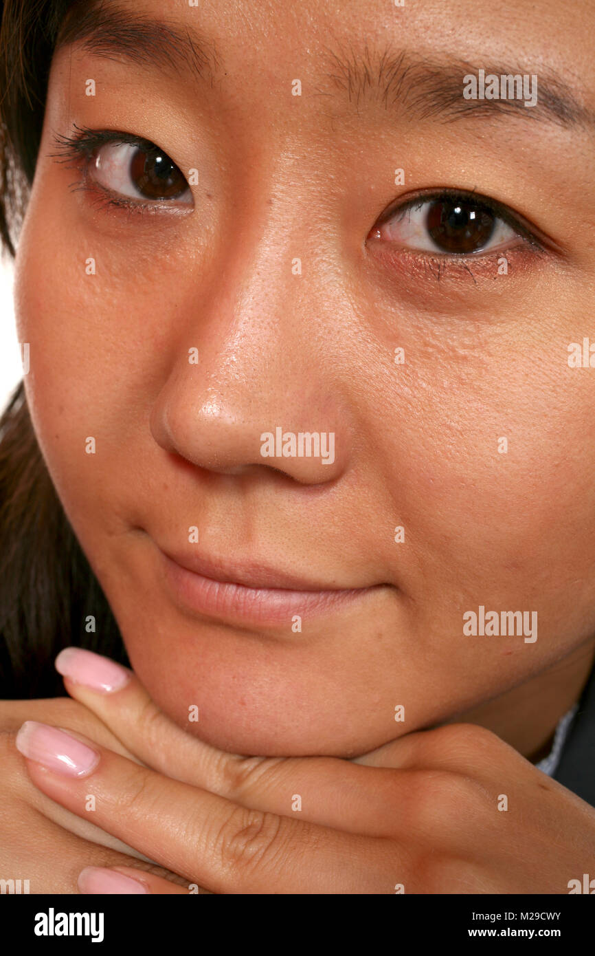 eastern woman portrait over white background Stock Photo - Alamy