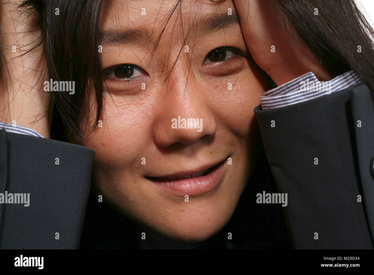 eastern woman portrait over white background Stock Photo - Alamy