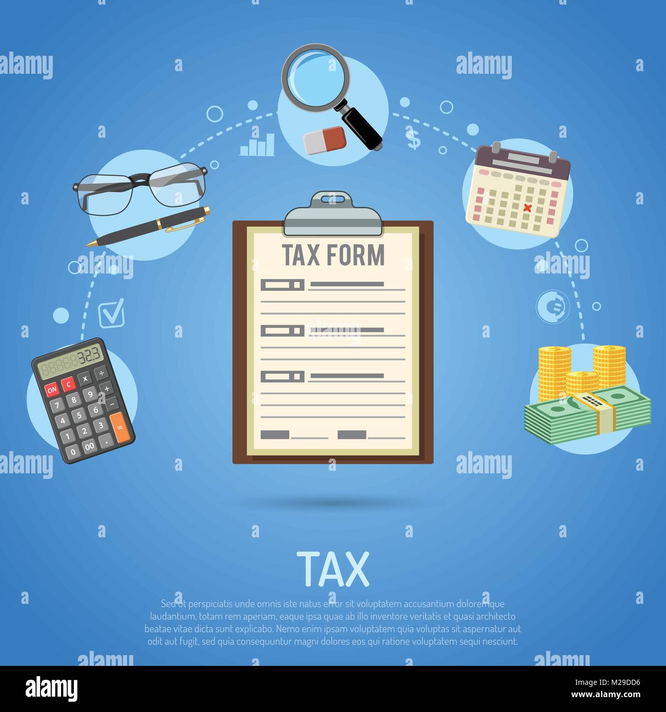 Tax Calculation, Payment, Accounting, Paperwork Concept Stock Vector ...