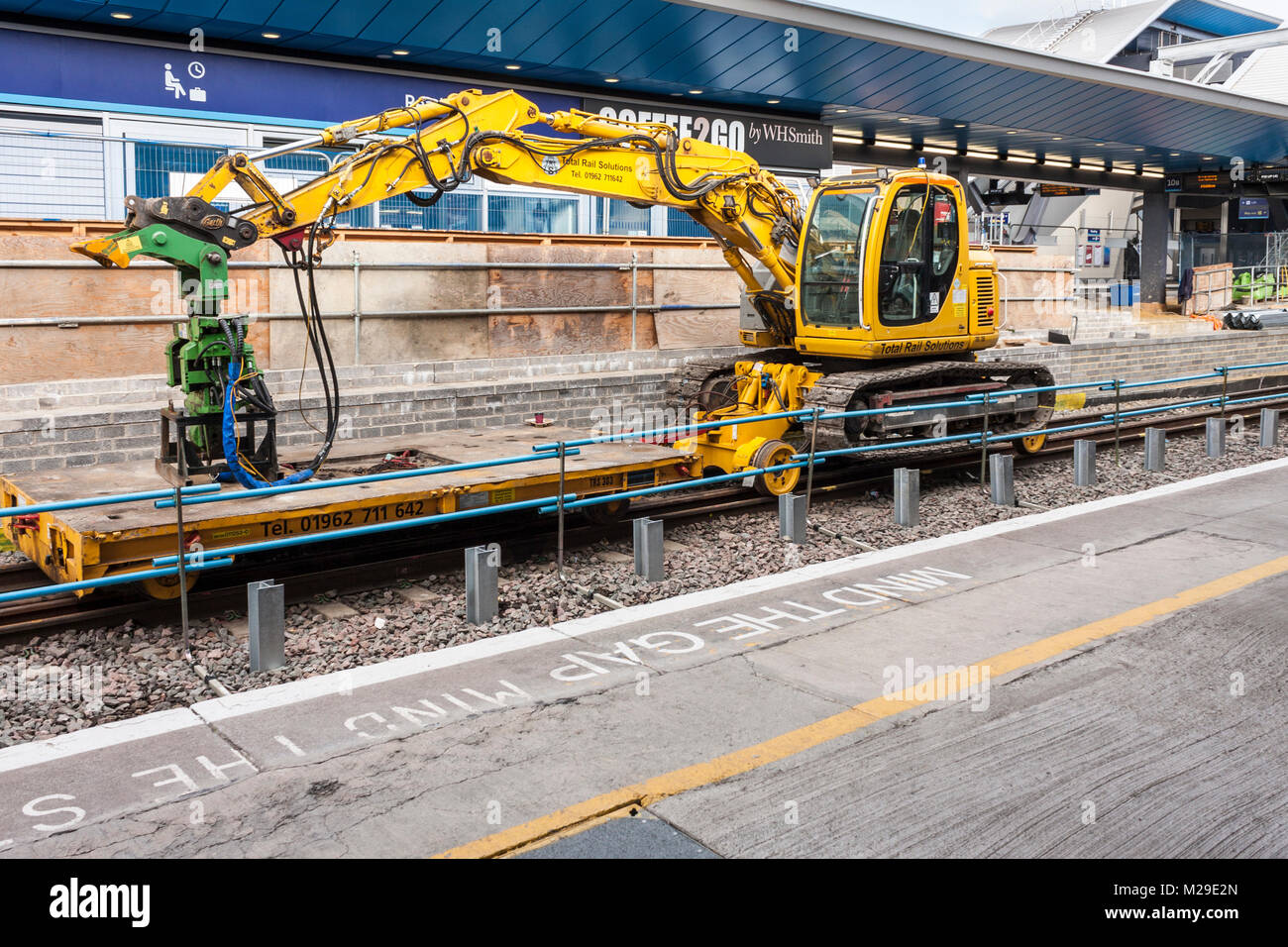 Industrial rail plant machinery at Reading railway station, Berkshire ...