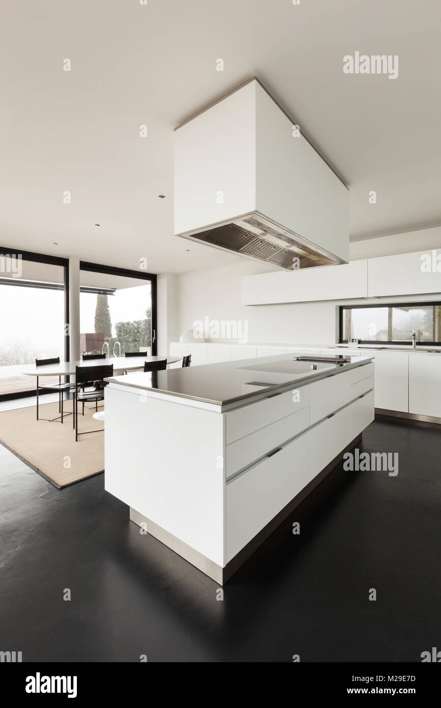 Architecture, beautiful interior of a modern villa, domestic kitchen ...