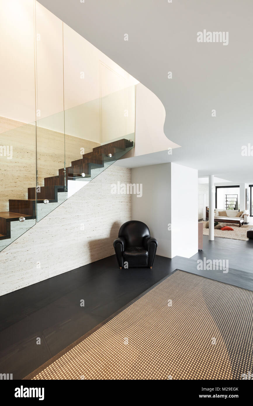 Architecture, beautiful interior of a modern villa, hall view Stock ...