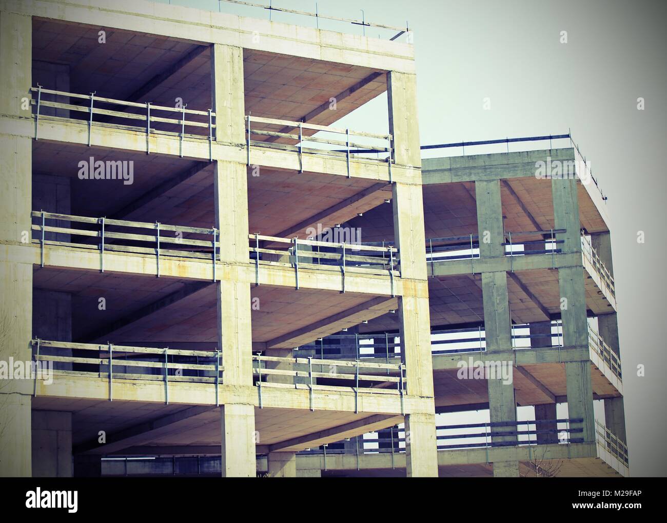 building under construction with reinforced concrete walls on the ...