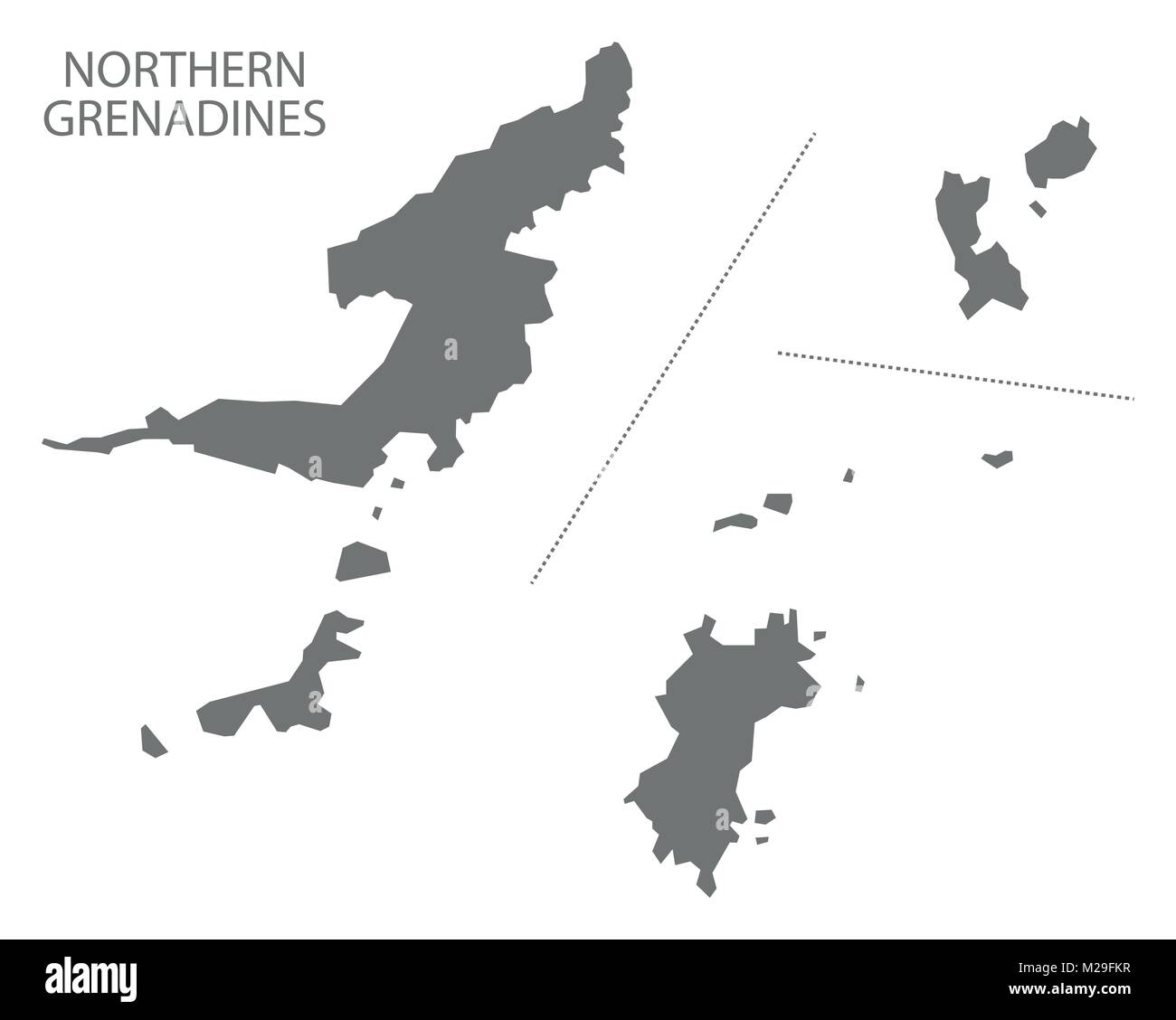 Northern Grenadines map of Saint Vincent and the Grenadines grey ...