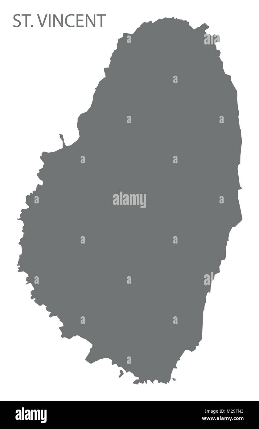 St Vincent map of Saint Vincent and the Grenadines grey illustration ...